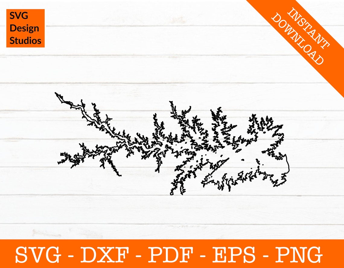 Lake Murray, South Carolina Map Outline Shape SVG Cut File - PNG - DXF ...