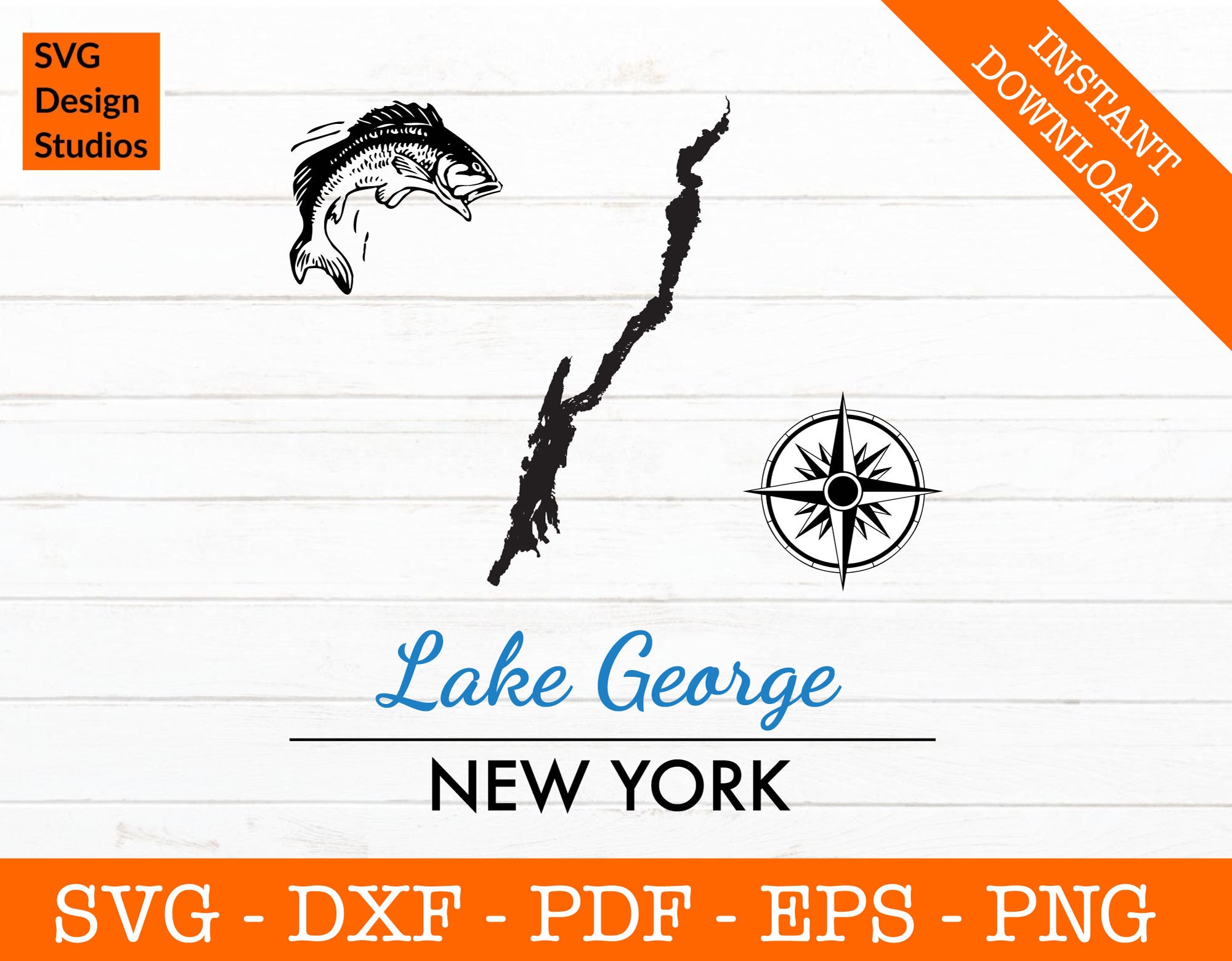 Lake George, New York Map Shape SVG Cut File - PNG - DXF - Cricut ...