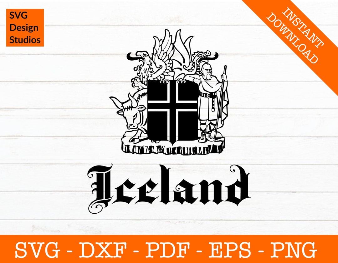 Iceland Svg, Iceland Seal, Badge, Coat of Arms, Eblem, Script - Cut ...