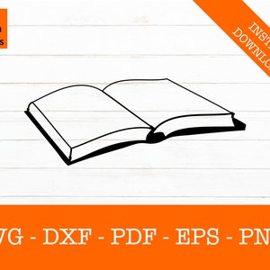 Open Book Svg Silhouette Shadow SVG Cut File PNG DXF - Etsy