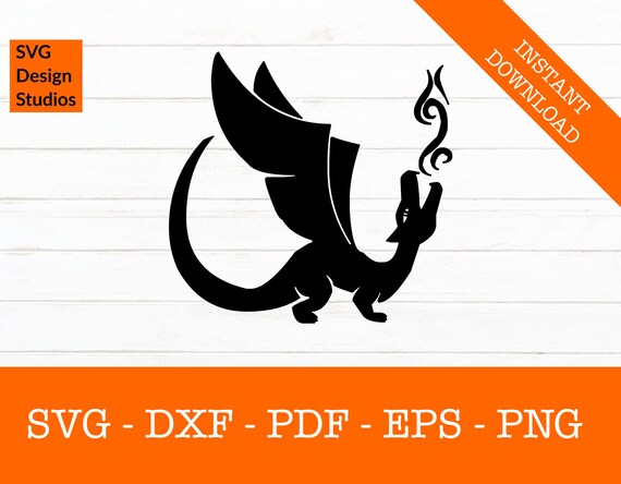 Cartoon Fire Dragon Svg Silhouette Shadow SVG Cut File PNG | Etsy