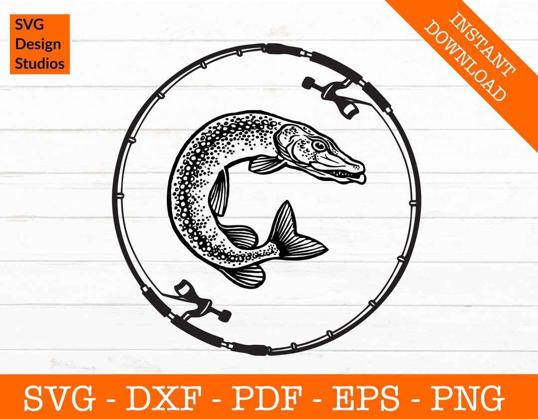 Northern Pike Logo Svg, Pike Fishing Svg, Fishing Rod Svg, Muskie Svg ...