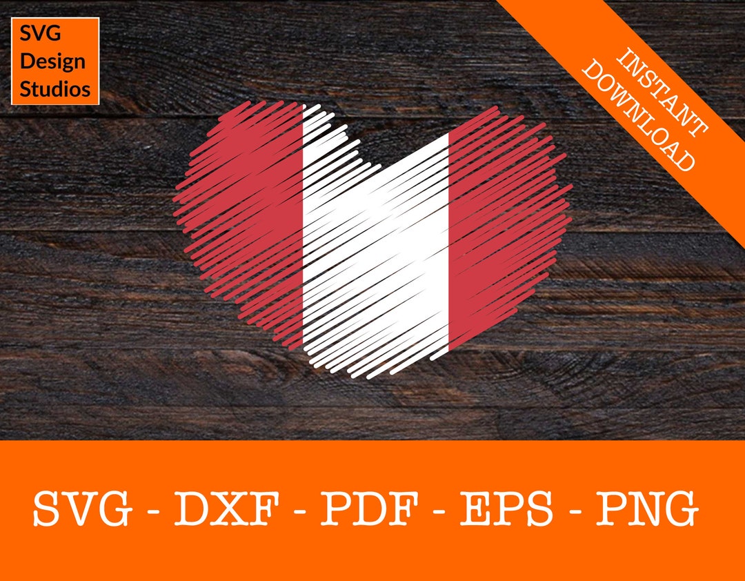 I Love Peru Peruvian Heart Flag Silhouette Shadow SVG Cut File - PNG ...