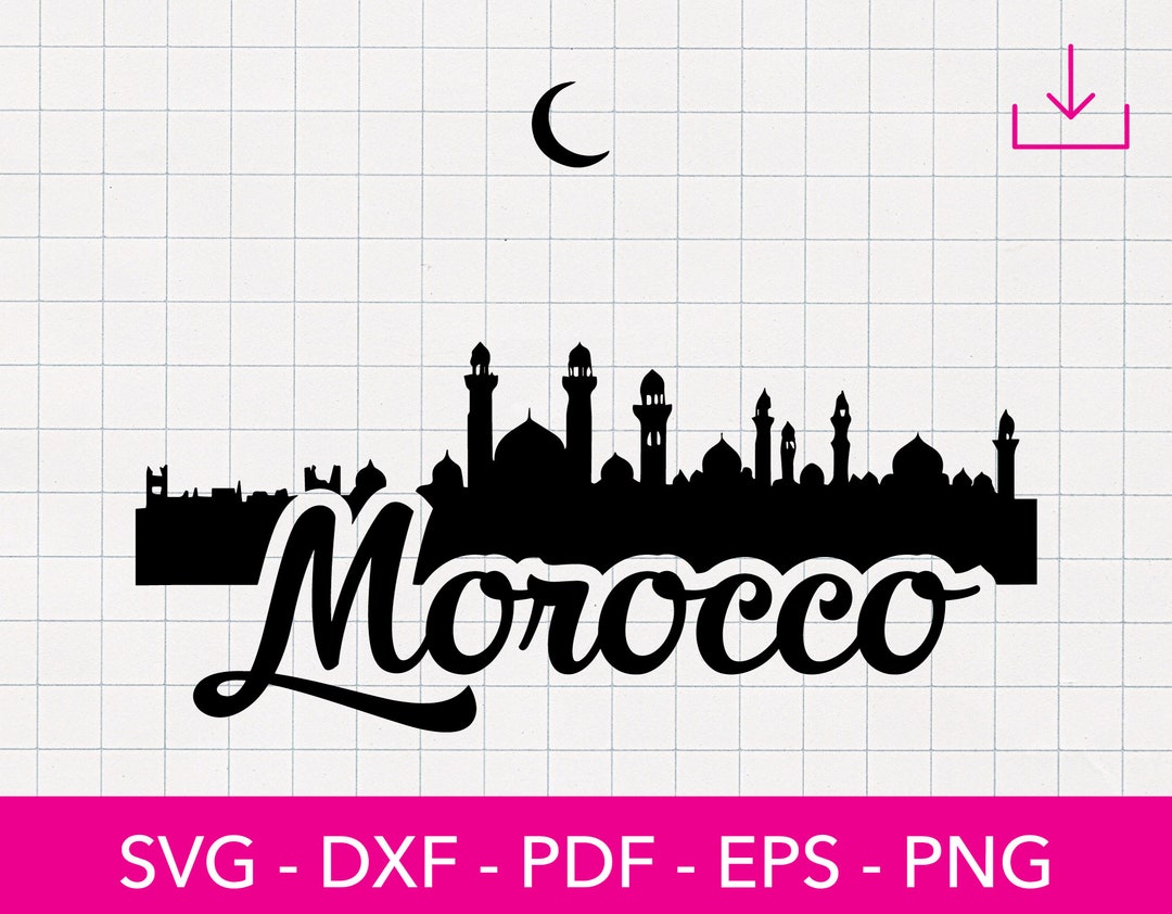 Morocco Travel Inspiration: Marrakesh Skyline Vector Art - SVG, PNG ...