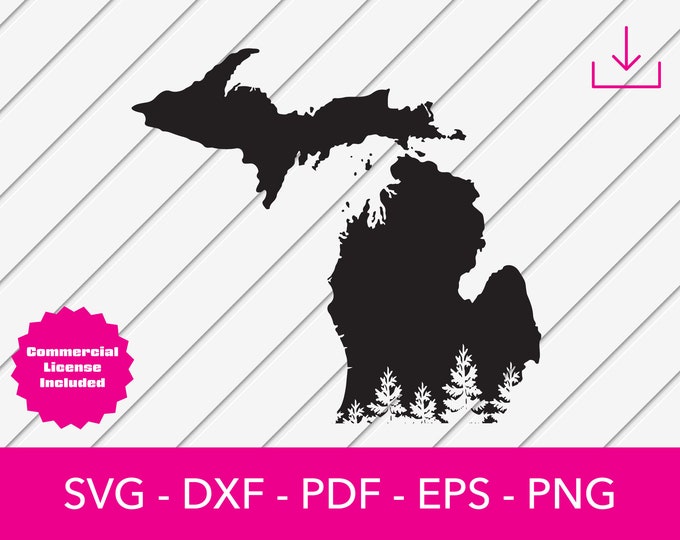 Michigan With Trees Svg, Forest Svg, Michigan State Svg, Yooper Svg ...