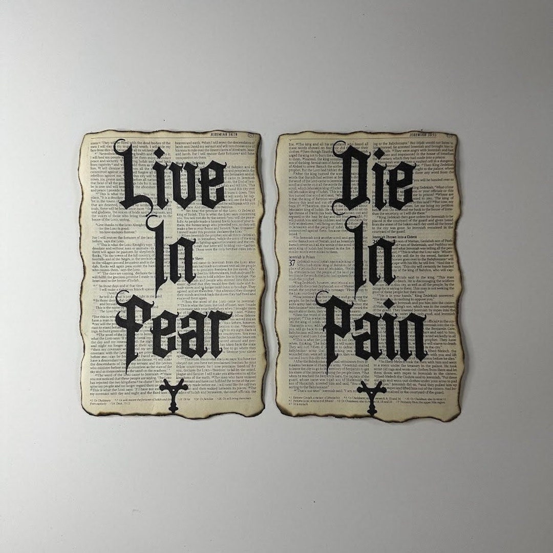 Vintage Bible Gothic Art Pages live in Fear - Etsy