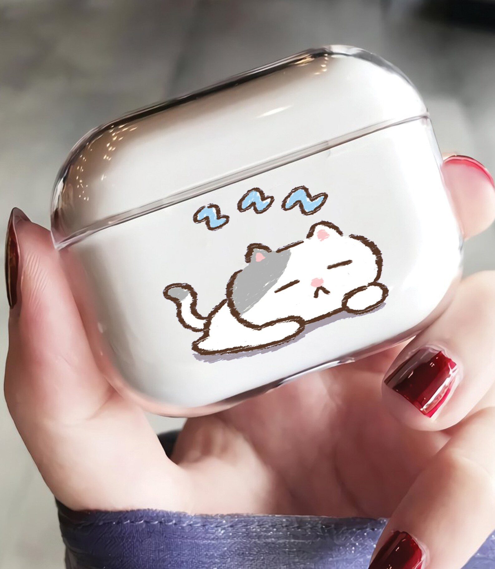 Sleeping spotted cat AirPods case Sleeping Airpods Pro cat air | Etsy