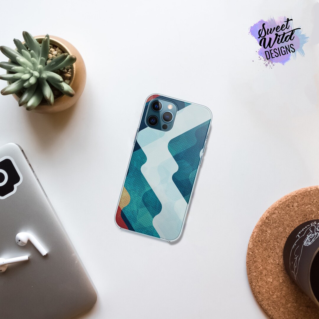 Blue Gradient Waves Phone Case, Transparent Mobile Cover - Etsy