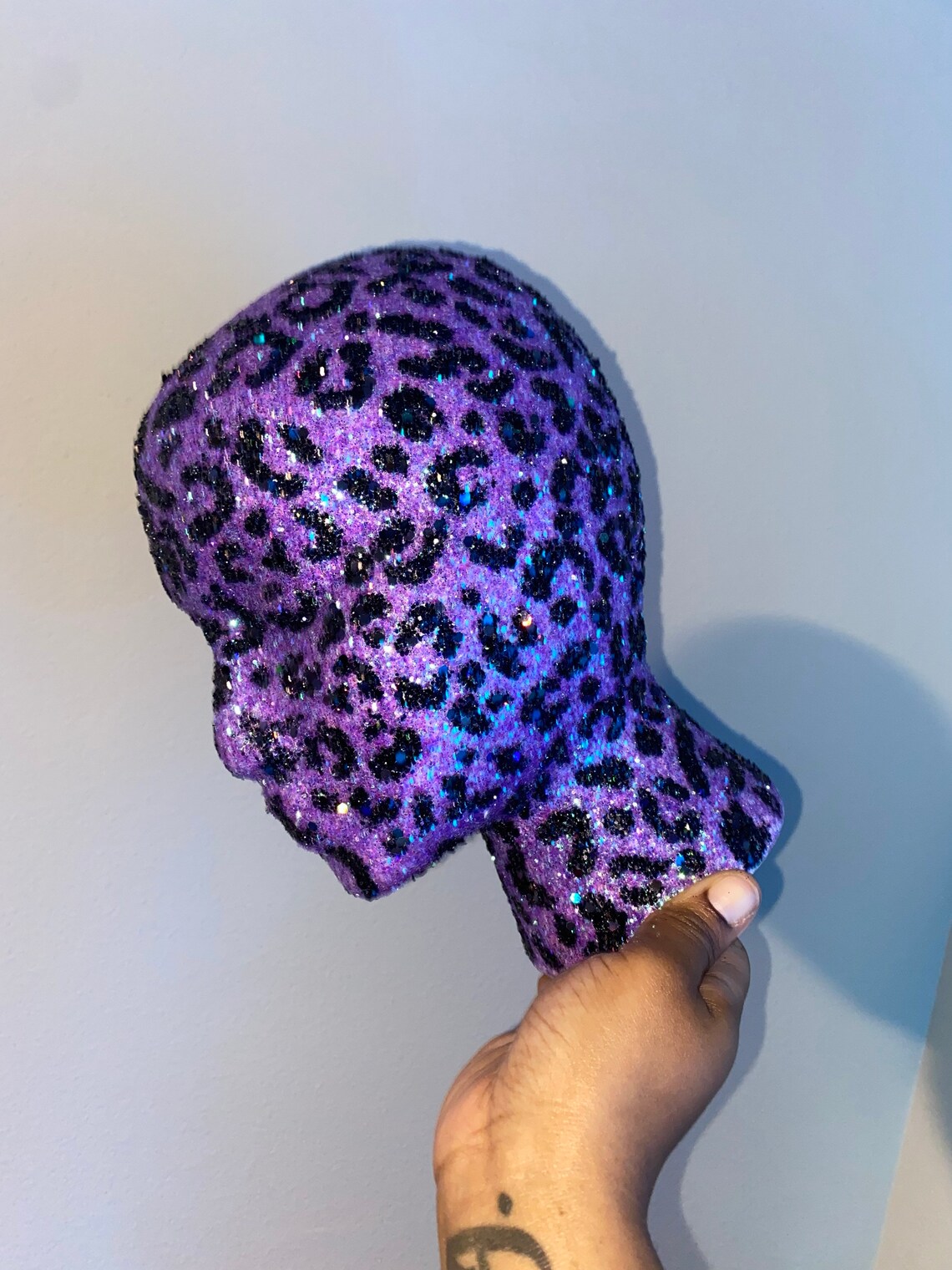 Cheetah Glitter Wig Head Cheetah Print Wig Head Think | Etsy
