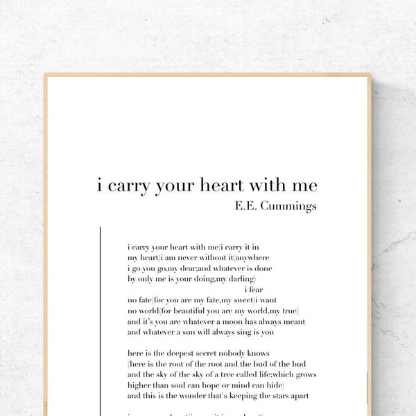 I Carry Your Heart Wall Art - Etsy