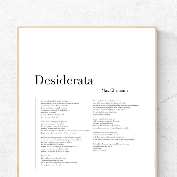 Desiderata Poster - Etsy