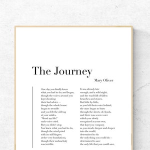 The Journey by Mary Oliver Poetry Art Print Literature Wall - Etsy
