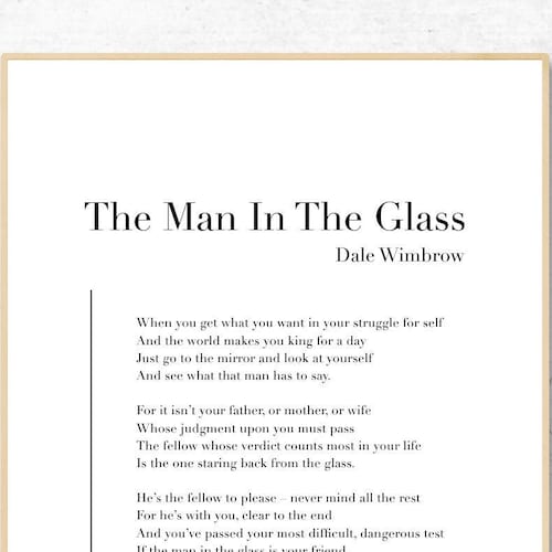 The Man in the Glass Poem by Peter Dale Wimbrow 8x10 Instant - Etsy