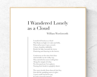 I Wandered Lonely as a Cloud Poem Daffodils William Wordsworth Hand ...