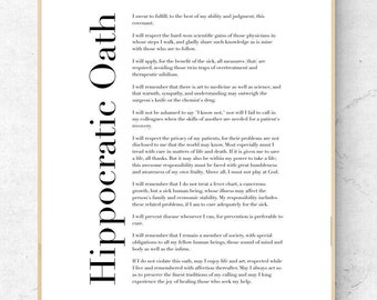 Hippocratic Oath Poster - Etsy