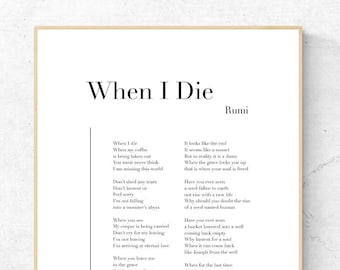 When I Die Poem Print - Etsy Canada