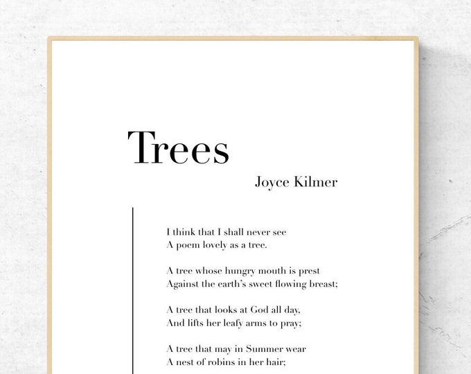 Poetry Art| Joyce Kilmer| Art Print | Welcome Posters Trendy Wall Art ...