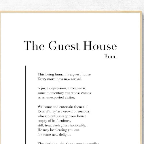The Guest House by Rumi Poetry Art Print Literature Wall - Etsy