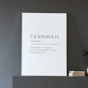 Fernweh - Definition Printable Poster, Instant Download, Definition ...