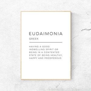 Eudaimonia - Definition Printable Poster, Digital Poster, Print at Home ...
