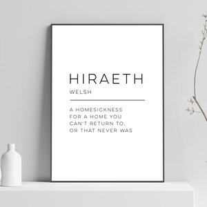 Hiraeth - Definition Art Print, Wall Art, Physical Print, Modern Home ...
