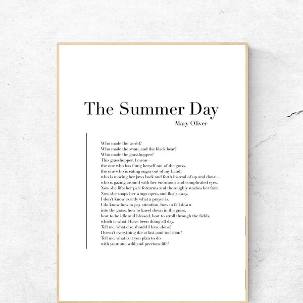 Mary Oliver a Summer's Day - Etsy
