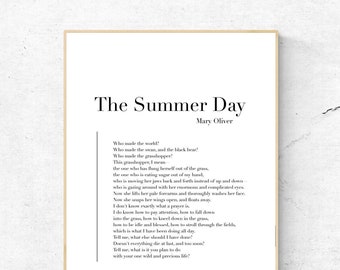 The Summer Day-mary Oliver - Etsy