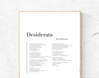 Desiderata Printable Max Ehrmann Poem Instant Download - Etsy