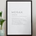 Merak - Definition Printable Poster, Instant Download, Definition Home ...