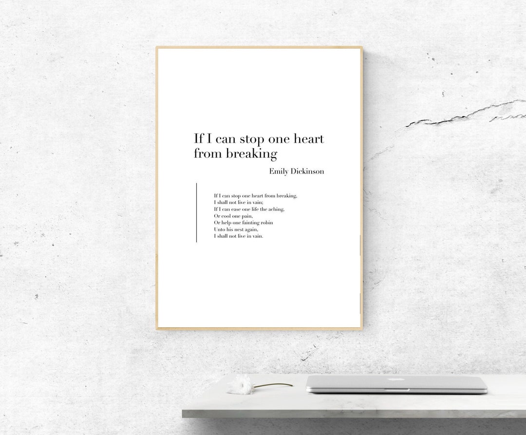 If I Can Stop One Heart From Breaking by Emily Dickinson - Poetry ...