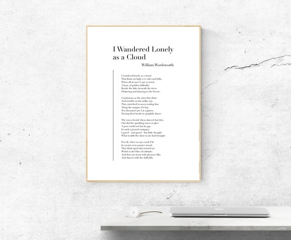 I Wandered Lonely as a Cloud by William Wordsworth Poetry - Etsy