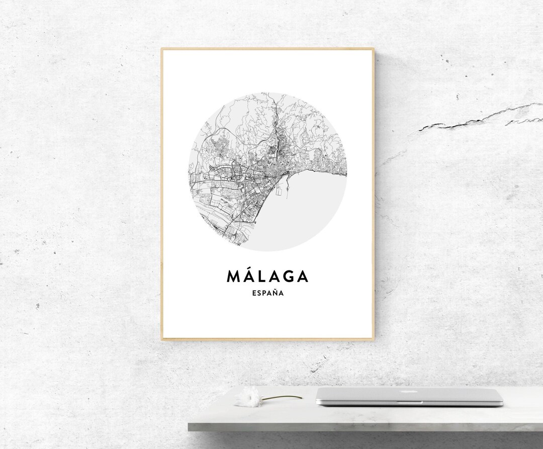 Málaga Map Art Print - Travel Art Print, City Wall Art, Cartography ...