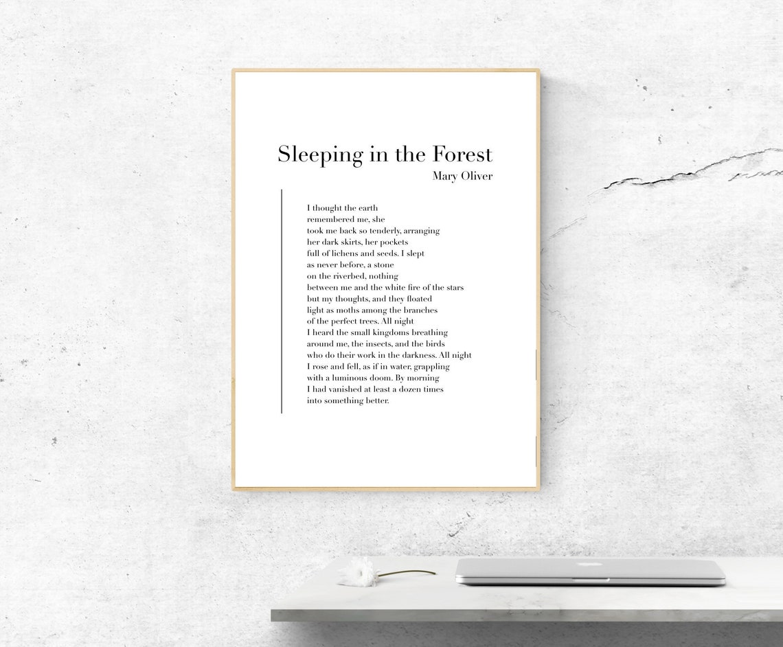 Sleeping in the Forest by Mary Oliver Poetry Printable - Etsy
