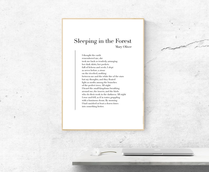Sleeping in the Forest by Mary Oliver Poetry Printable - Etsy