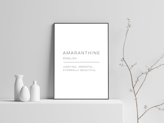 Amaranthine Definition Printable Poster Digital Poster | Etsy