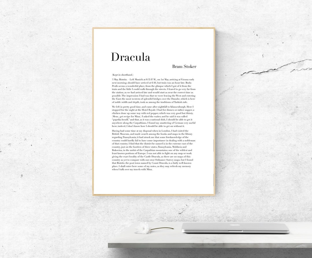 Dracula by Bram Stoker - First Page - Book Printable Poster, Literature ...