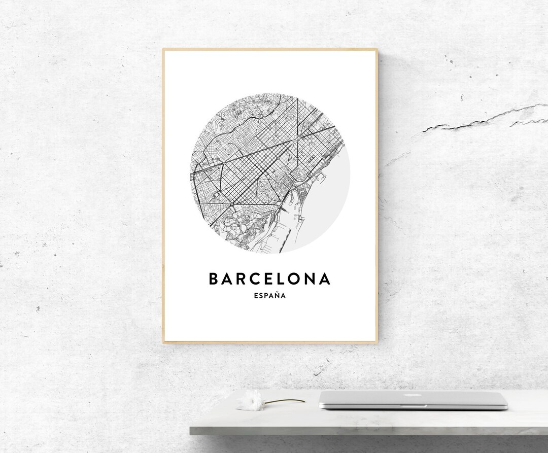 Barcelona Map Art Print - Travel Art Print, City Wall Art, Cartography ...