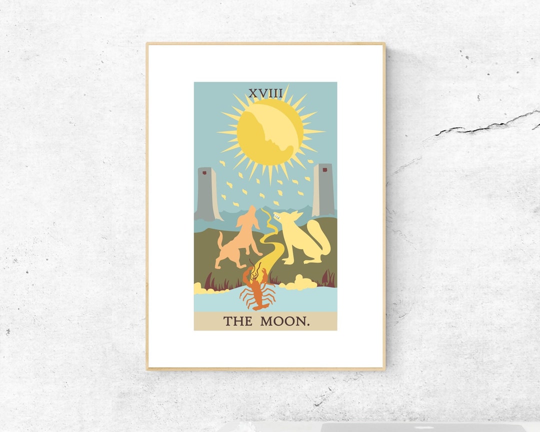The Moon Tarot Card Print - Rider Waite Smith Tarot Deck Poster, Major ...