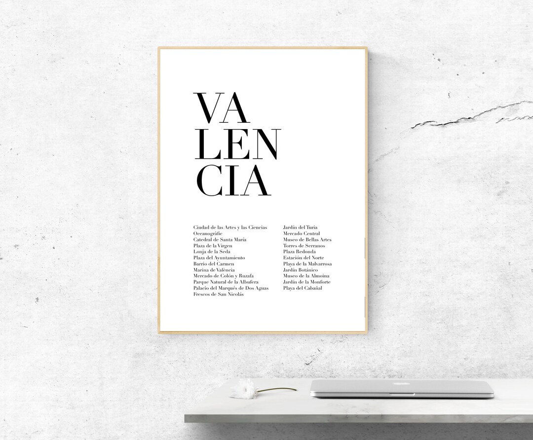 Valencia Printable Poster - Monuments Museums and Attractions, Instant ...