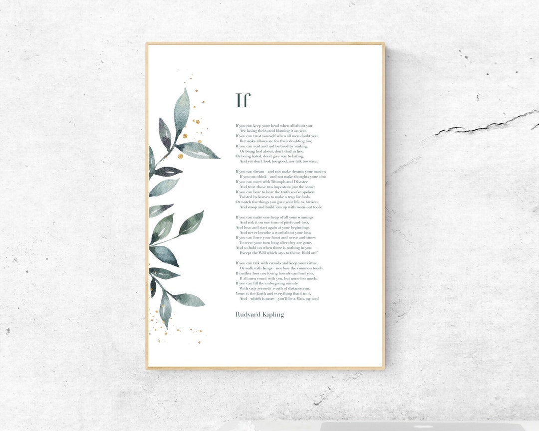 If by Rudyard Kipling - Poetry Printable Poster, Literature Instant ...