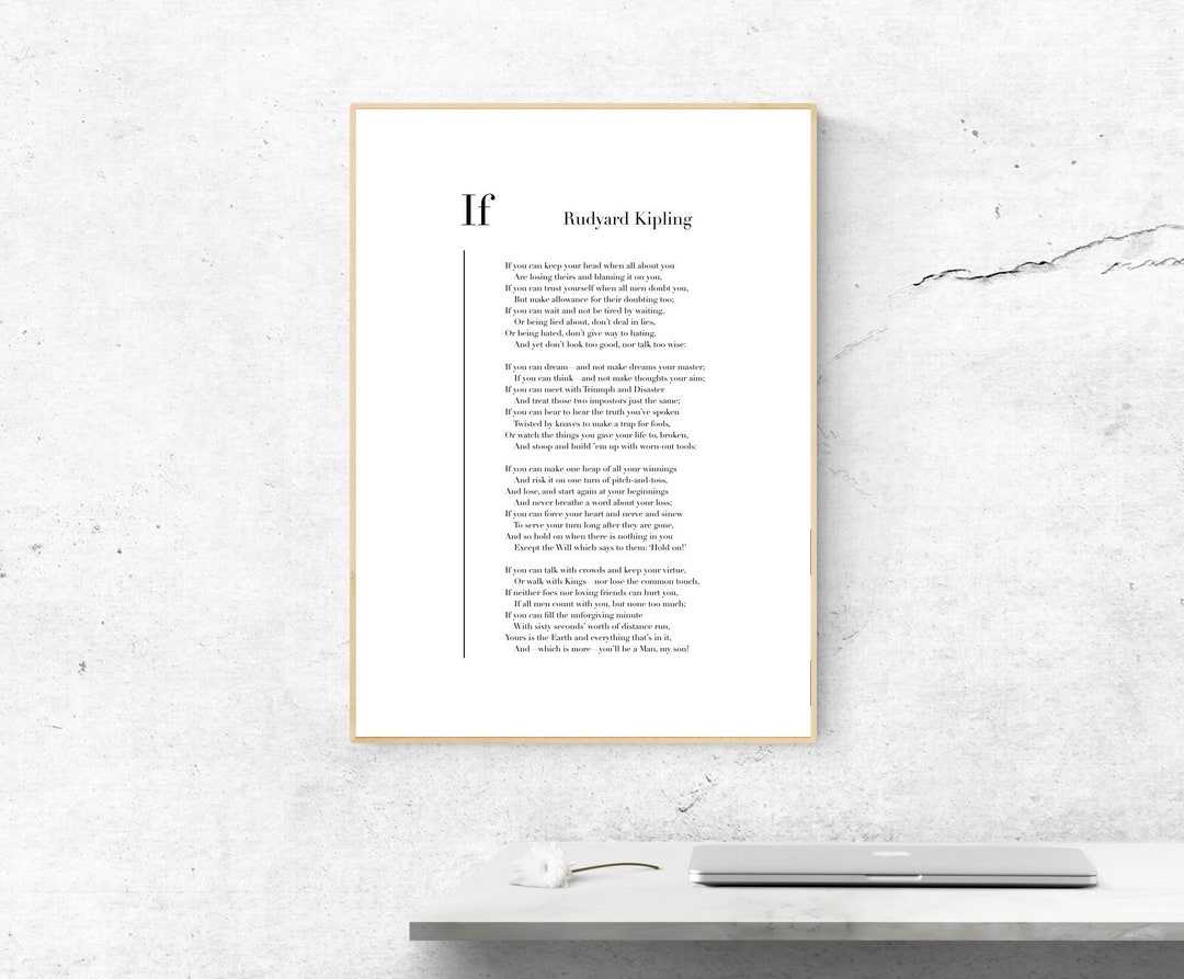 If by Rudyard Kipling - Poetry Art Print, Literature Wall Art, Poem ...