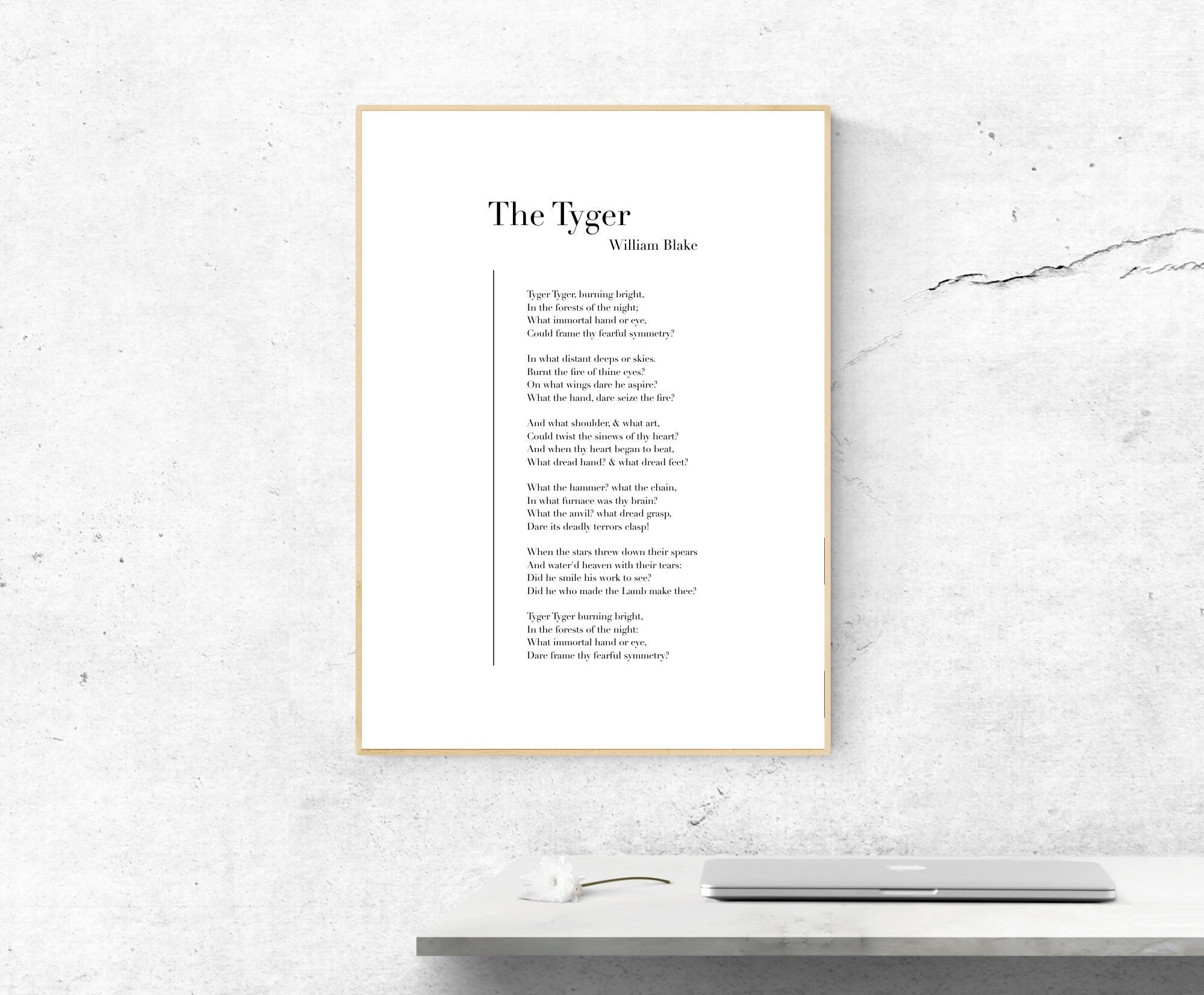 The Tyger by William Blake Poetry Art Print, Literature Wall Art, Poem ...