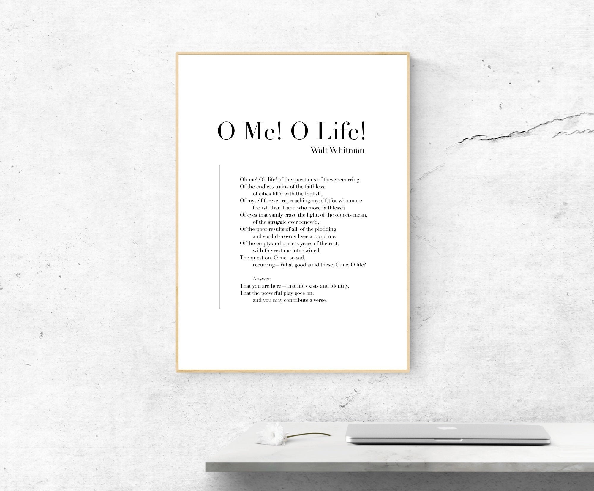 O Me! O Life! by Walt Whitman - Poetry Printable Poster, Literature ...
