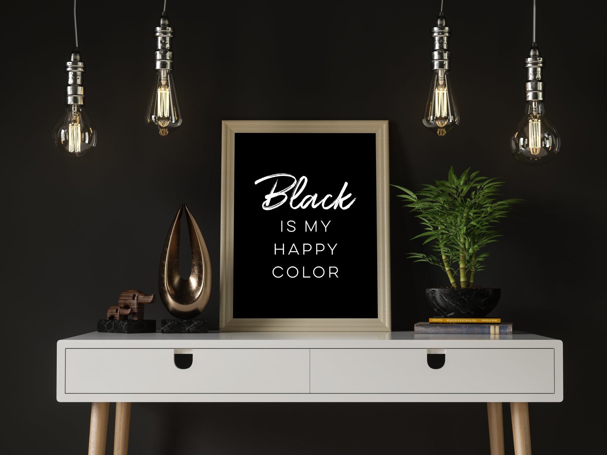 Black is My Happy Color Printable Poster Digital Poster - Etsy
