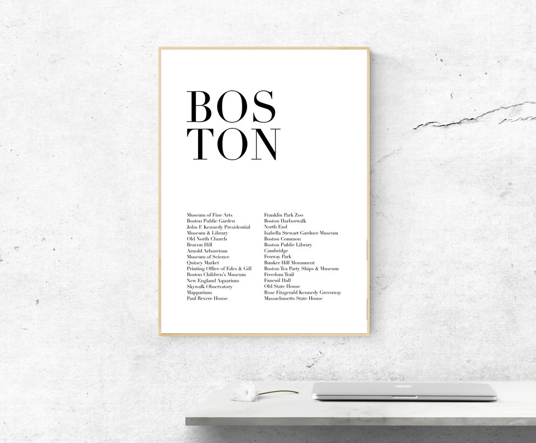 Boston Printable Poster - Monuments, Museums, Attractions, Instant ...