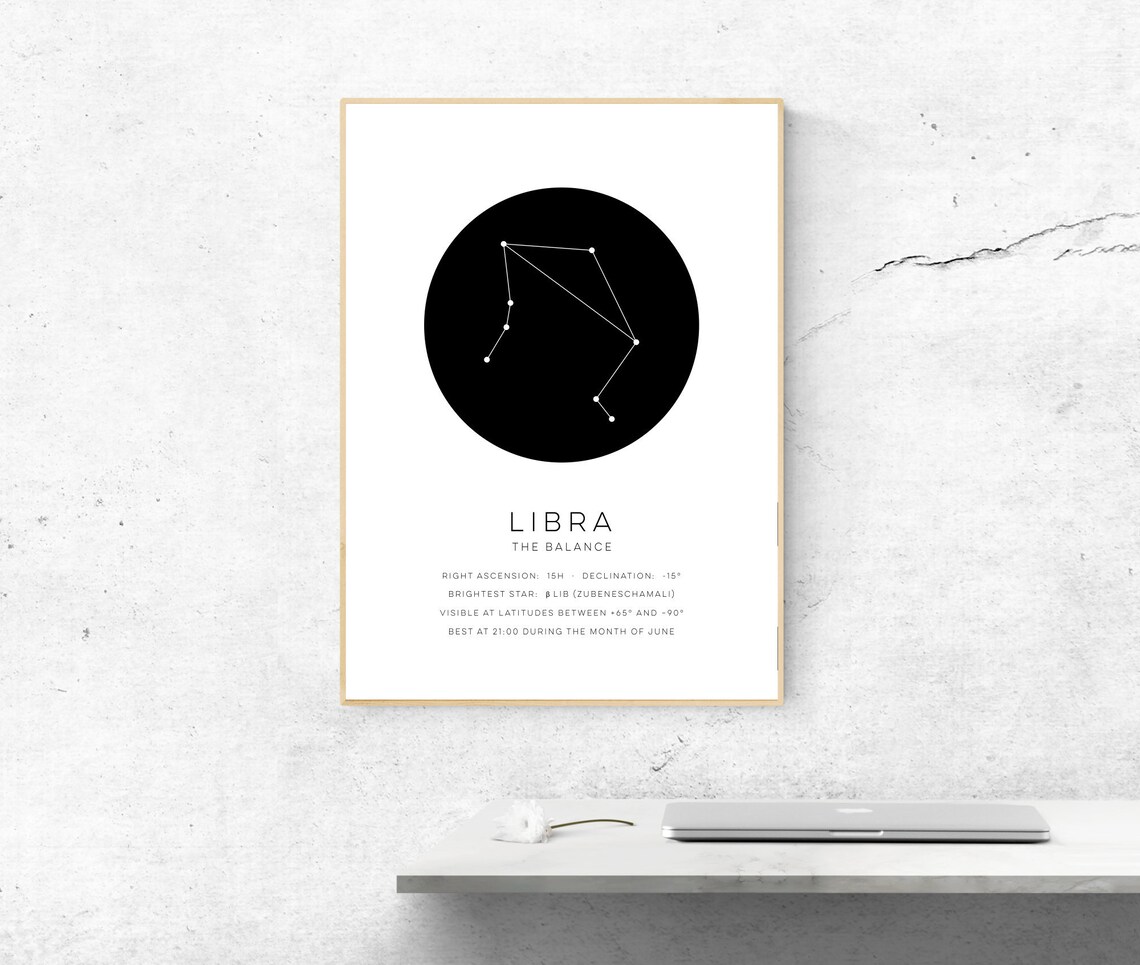 Libra Constellation Art Print Zodiac Sign Wall Art - Etsy