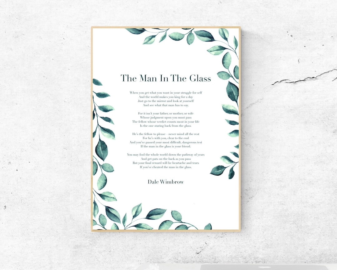 The Man in the Glass by Dale Wimbrow - Poetry Art Print, Literature ...