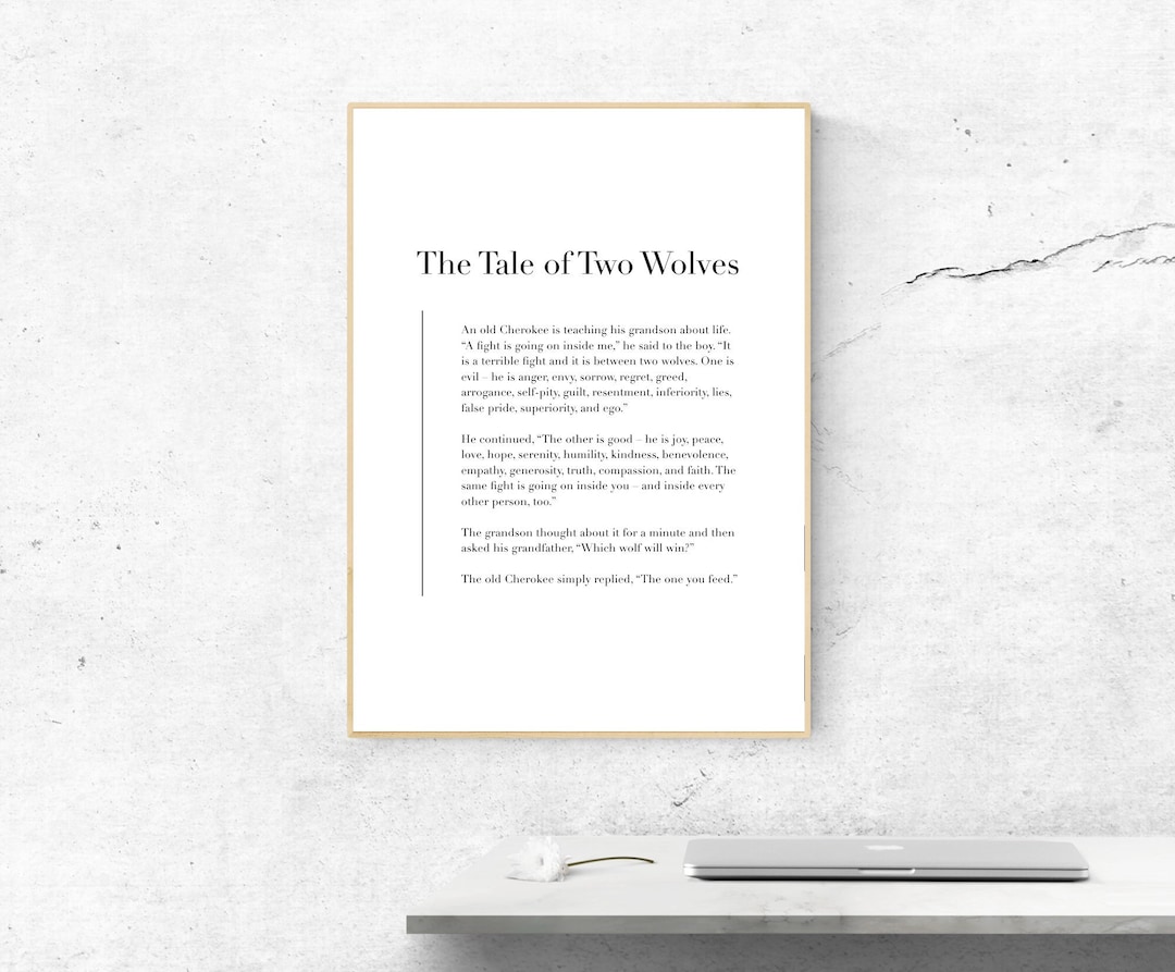 The Tale of Two Wolves - Quote Art Print, Speech Wall Art, Native ...