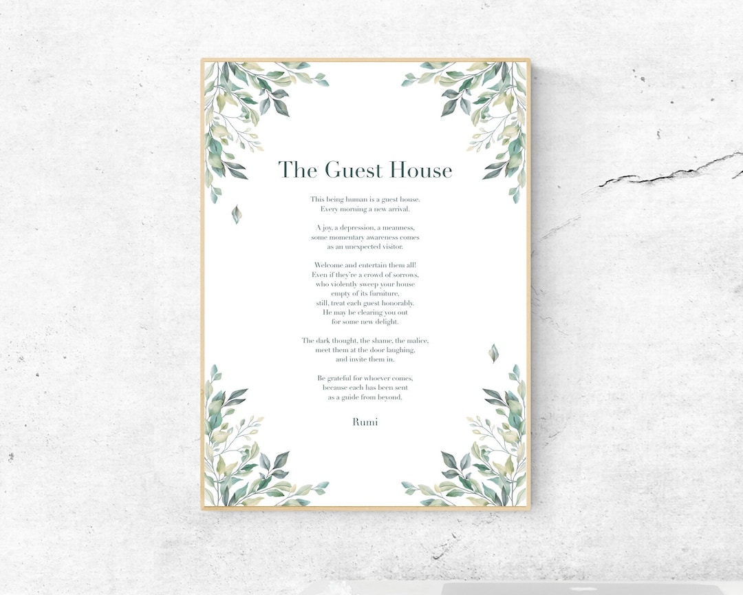 The Guest House by Rumi - Poetry Art Print, Literature Wall Art, Poem ...