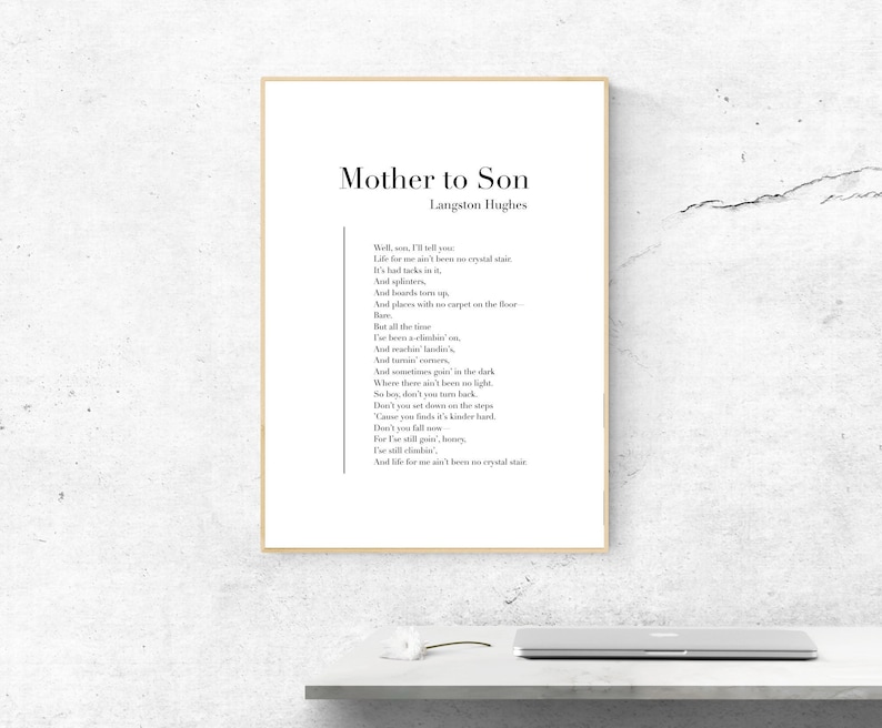Mother to Son by Langston Hughes Poetry Art Print - Etsy